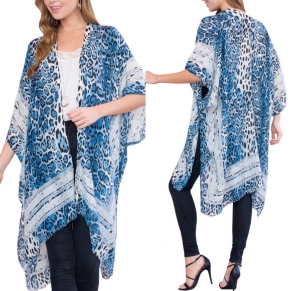 Amy Rey | Tops | Leopard Animal Print Kimono Caftan Duster Fits All ...